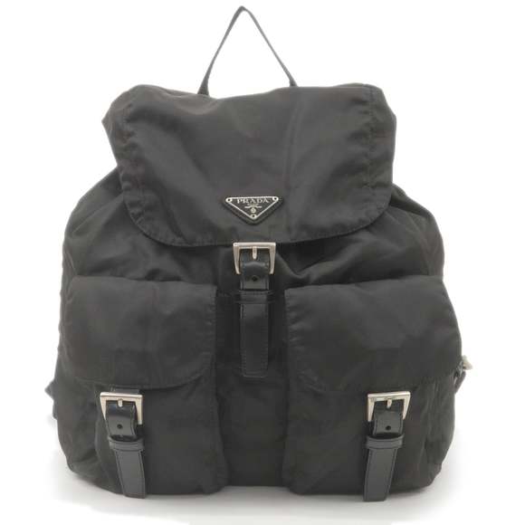 Prada | Bags | Prada Logo Nylon Back Pack Ruck Sack Nero Black B281 ...
